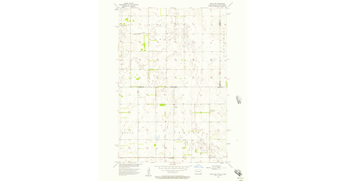 1956 Map of Hecla NE, Dickey County, ND — High-Res | Pastmaps