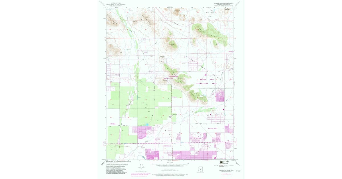 1957 Map of Hedgpeth Hills, Maricopa County, AZ — High-Res, 1982 Print ...