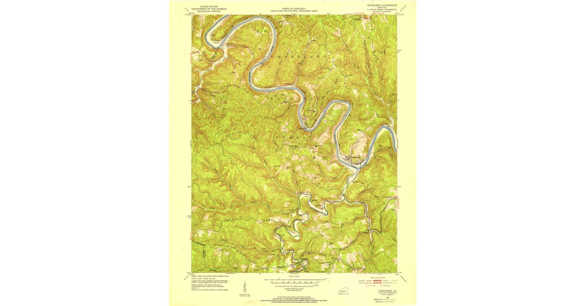 1952 Map of Heidelberg, Lee County, KY — High-Res | Pastmaps