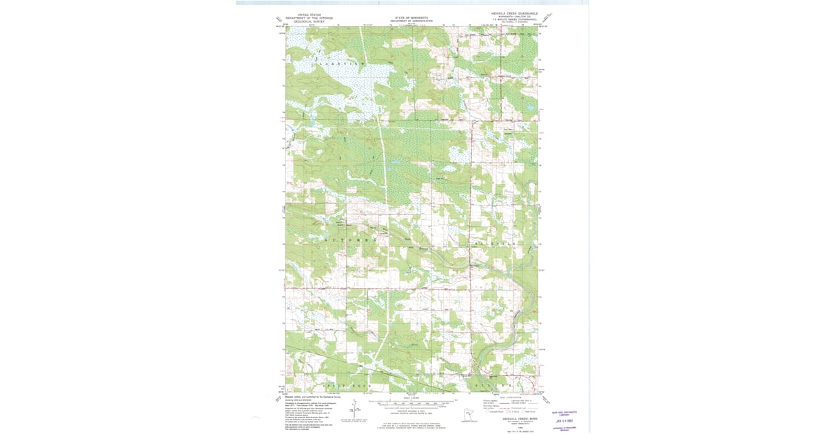 1982 Map of Heikkila Creek, Carlton County, MN — High-Res | Pastmaps