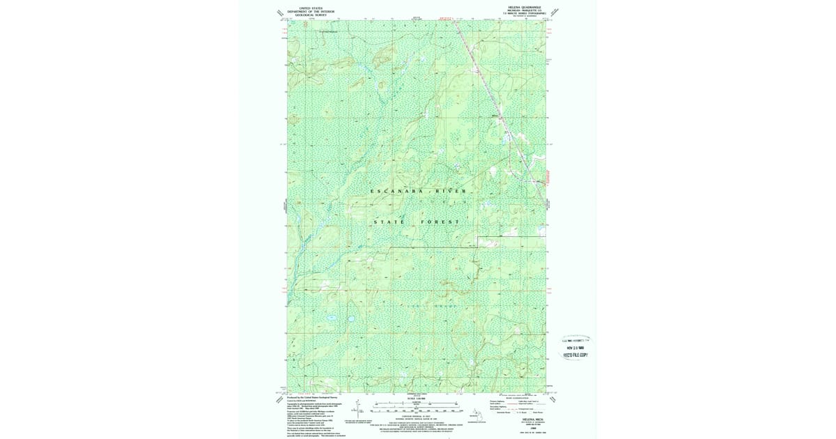 1989 Map of Helena, Marquette County, MI — High-Res | Pastmaps