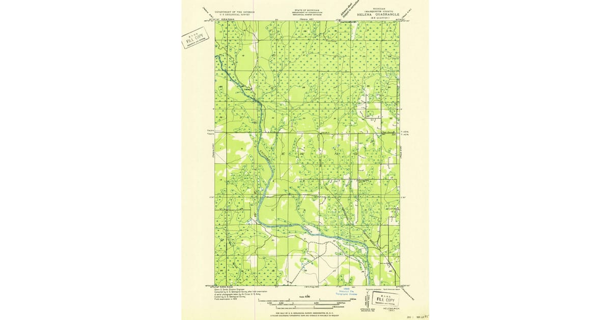 1951 Map of Helena SE, Marquette County, MI — High-Res, 1951 Print ...