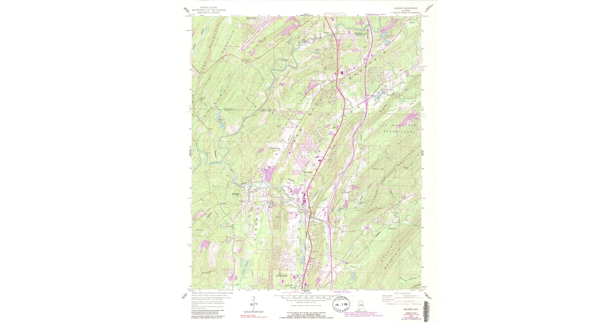 1959 Map of Helena, AL — High-Res, 1991 Print #2 | Pastmaps
