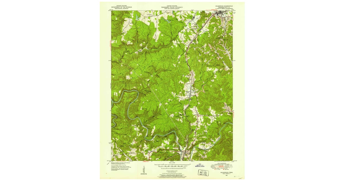 1952 Map of Helenwood, TN — High-Res | Pastmaps