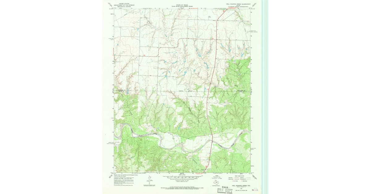 1967 Map of Hell Roaring Creek, Childress County, TX — High-Res | Pastmaps