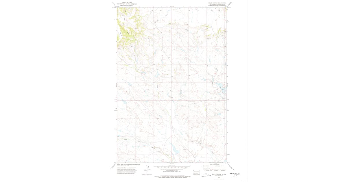 1973 Map of Hells Canyon, Harding County, SD — High-Res | Pastmaps