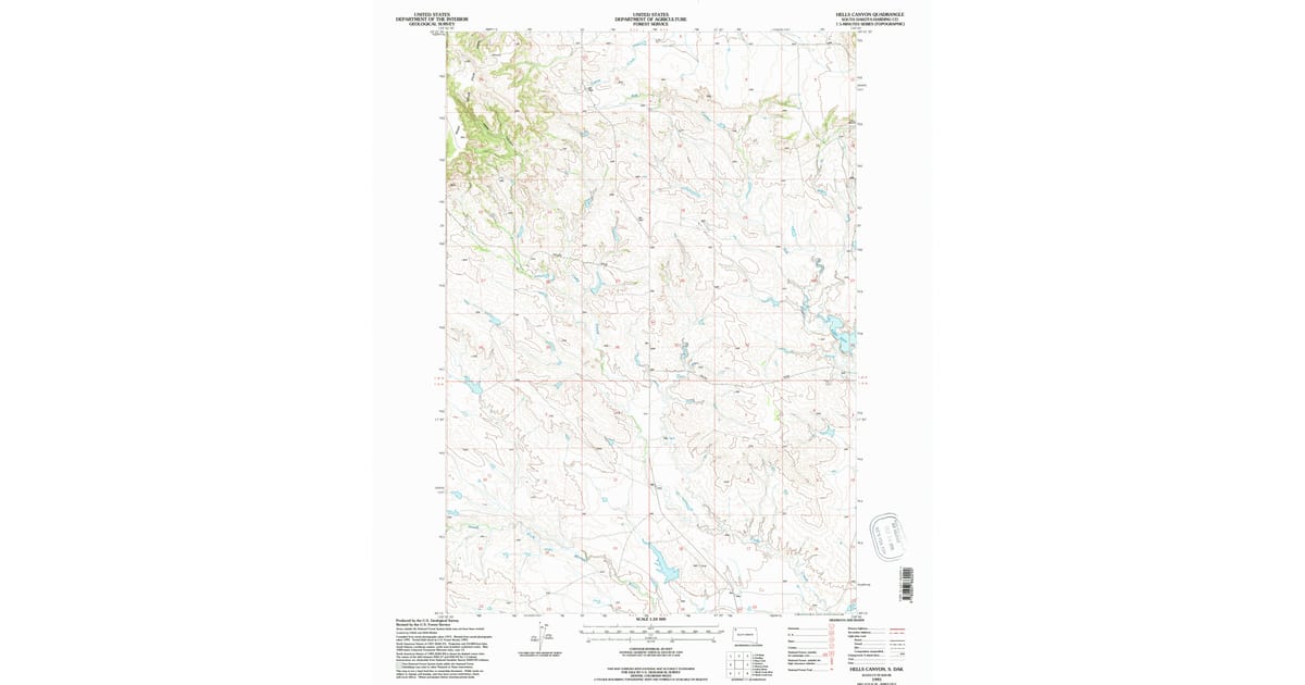 1993 Map of Hells Canyon, Harding County, SD — High-Res | Pastmaps
