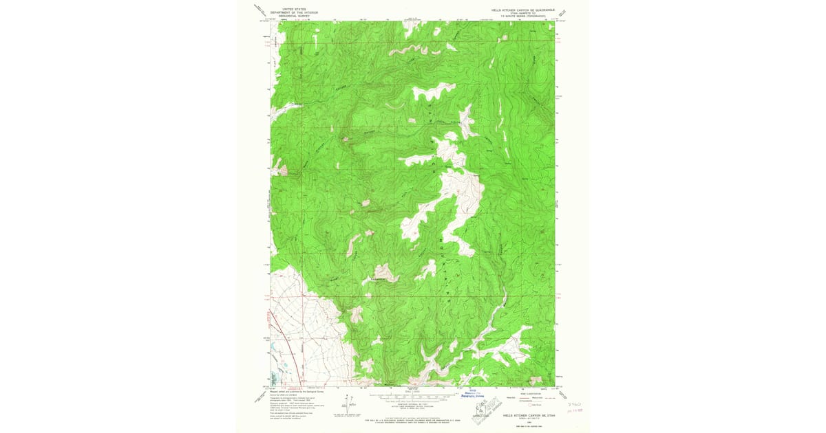 1965 Map of Hells Kitchen Canyon SE, Sanpete County, UT — High-Res ...