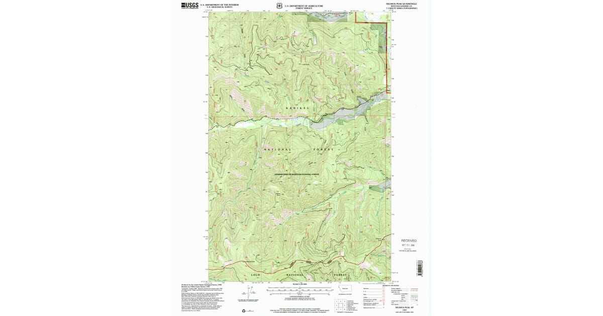 1997 Map of Helwick Peak, Sanders County, MT — High-Res | Pastmaps