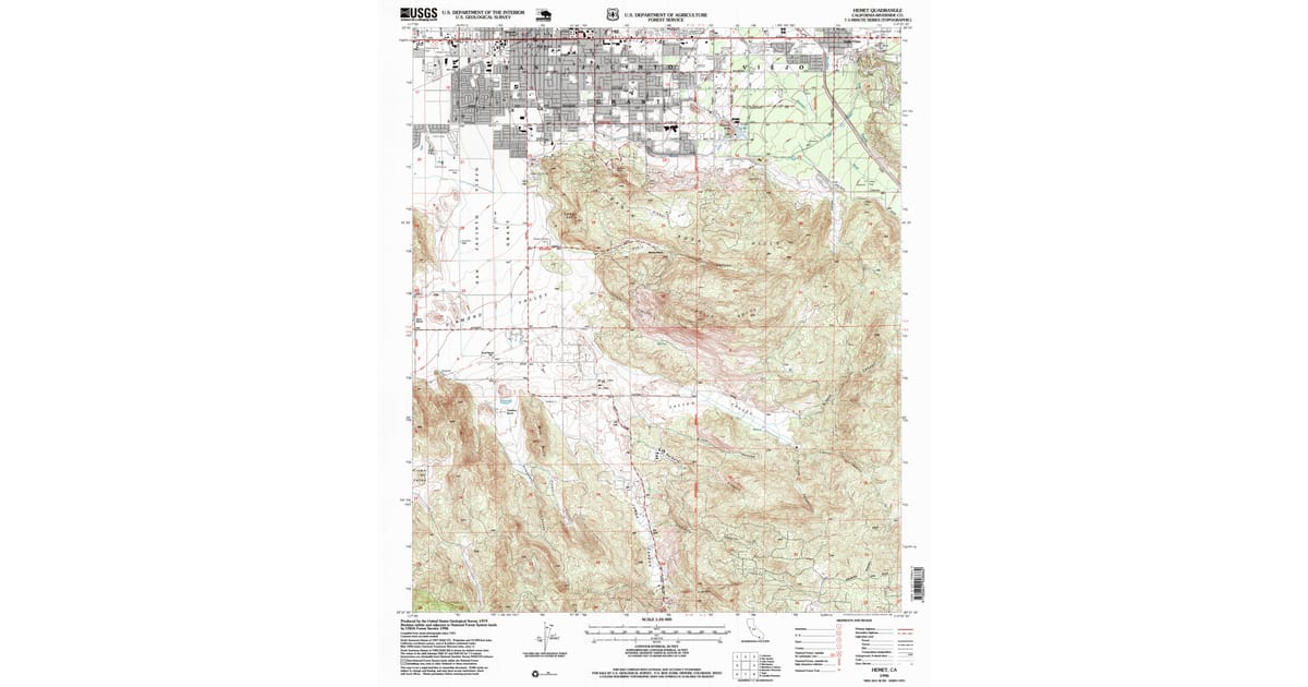 1996 Map of Hemet, CA — High-Res | Pastmaps