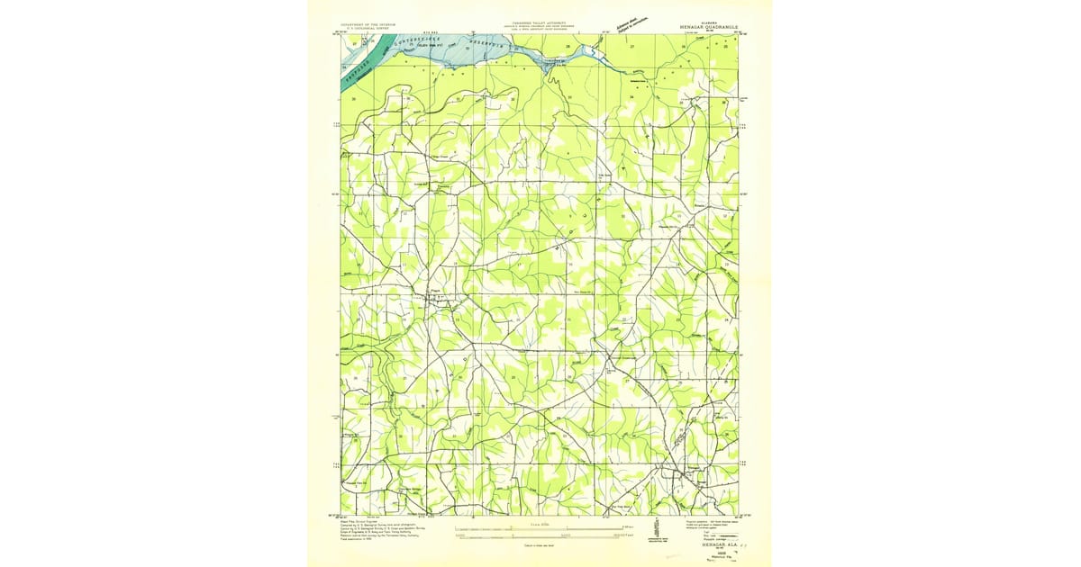 1936 Map of Henagar, AL — High-Res | Pastmaps