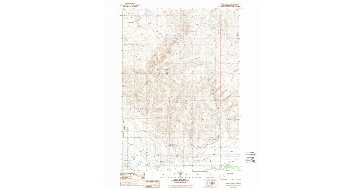 1988 Map of Henry Gulch, Malheur County, OR — High-Res | Pastmaps