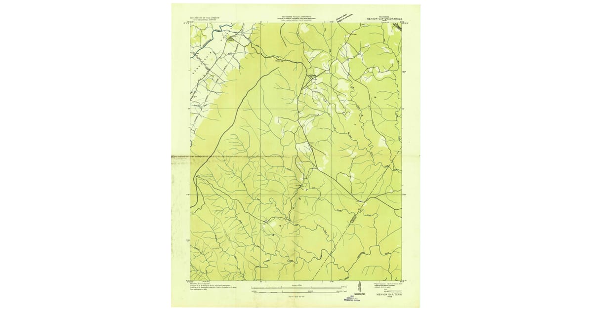 1936 Map of Henson Gap, Sequatchie County, TN — High-Res | Pastmaps