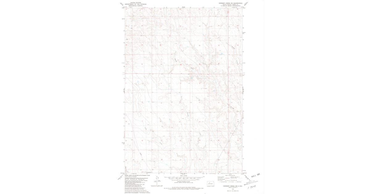 1981 Map of Herbert Creek NE, Dewey County, SD — High-Res | Pastmaps