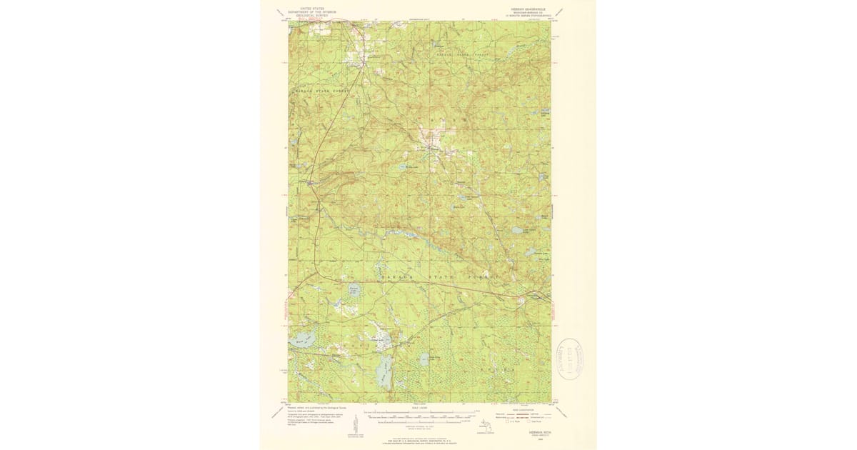 1955 Map of Herman, Baraga County, MI — High-Res | Pastmaps