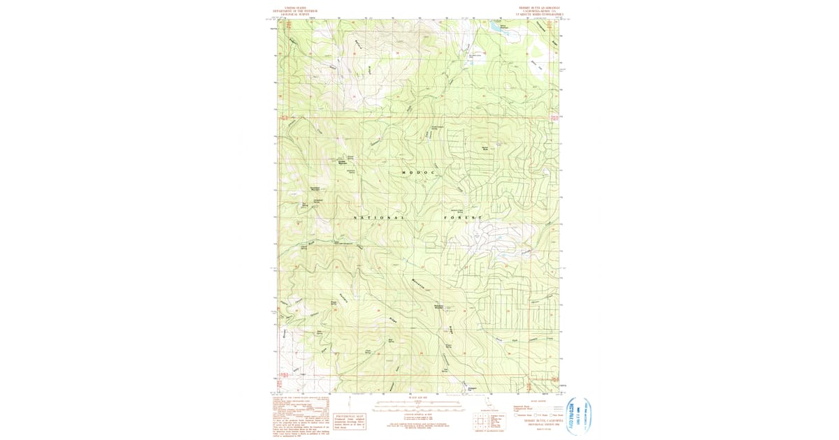 1990 Map of Hermit Butte, Modoc County, CA — High-Res | Pastmaps
