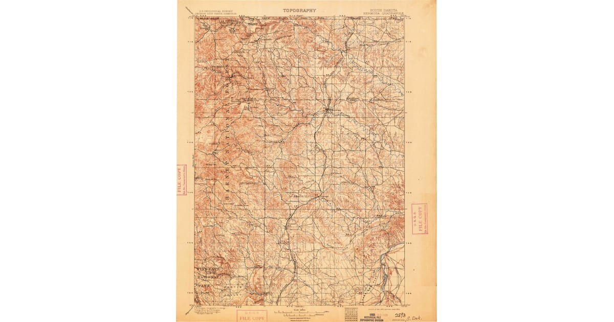 1901 Map of Hermosa, SD — High-Res, 1913 Print | Pastmaps