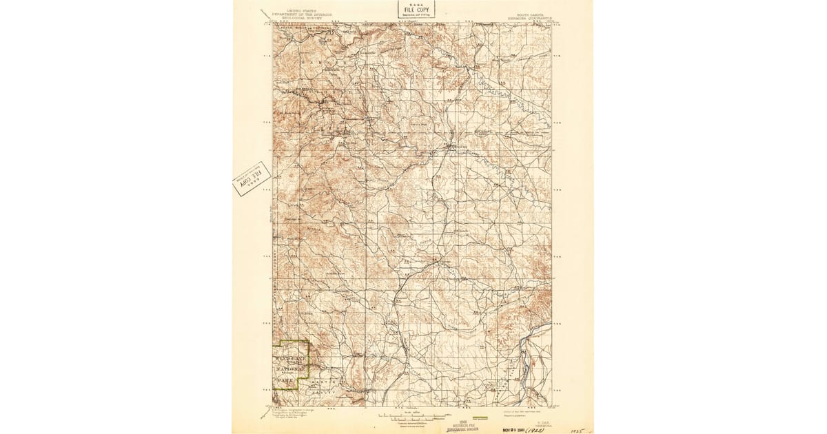 1901 Map of Hermosa, SD — High-Res, 1940 Print | Pastmaps