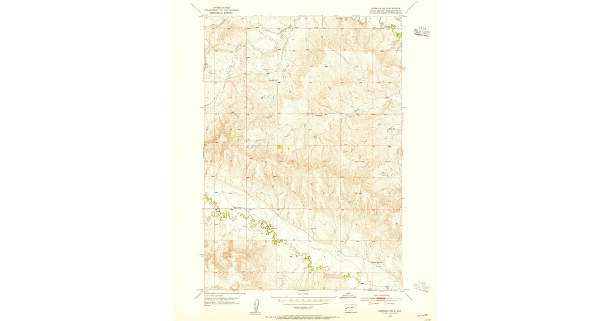 1953 Map of Hermosa NE, Pennington County, SD — High-Res | Pastmaps
