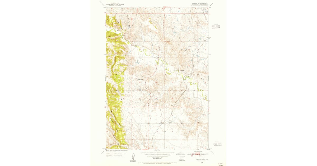 1953 Map of Hermosa NW, Pennington County, SD — High-Res | Pastmaps