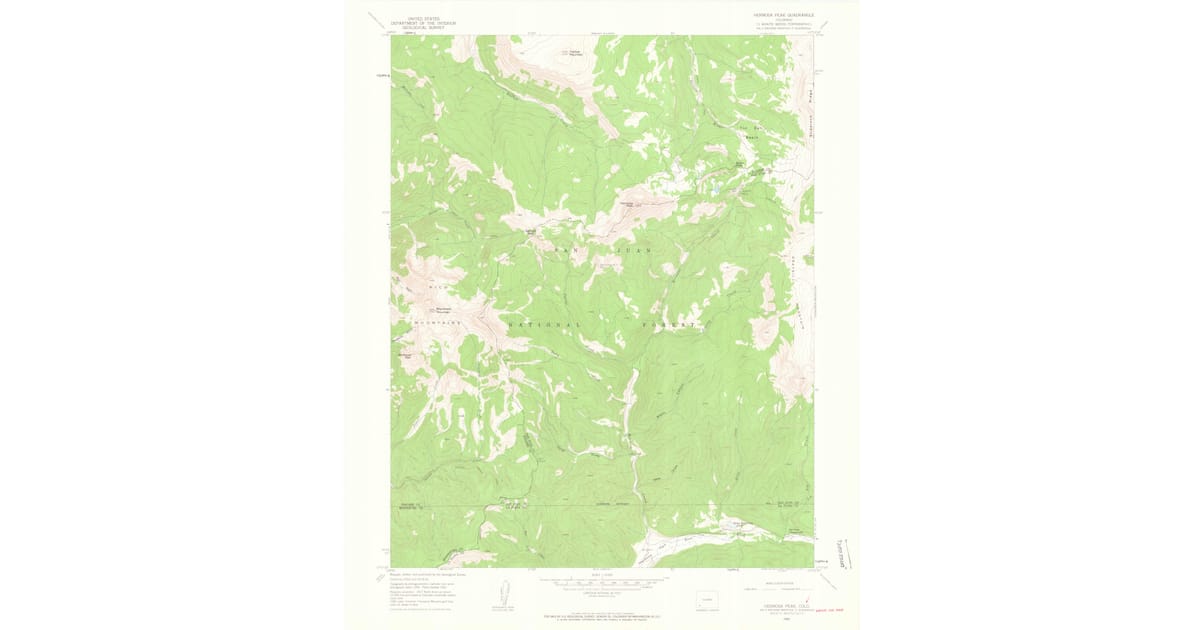 1960 Map of Hermosa Peak, Dolores County, CO — High-Res | Pastmaps