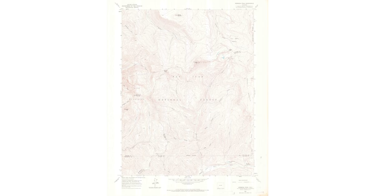 1960 Map of Hermosa Peak, Dolores County, CO — High-Res, 1967 Print #2 ...