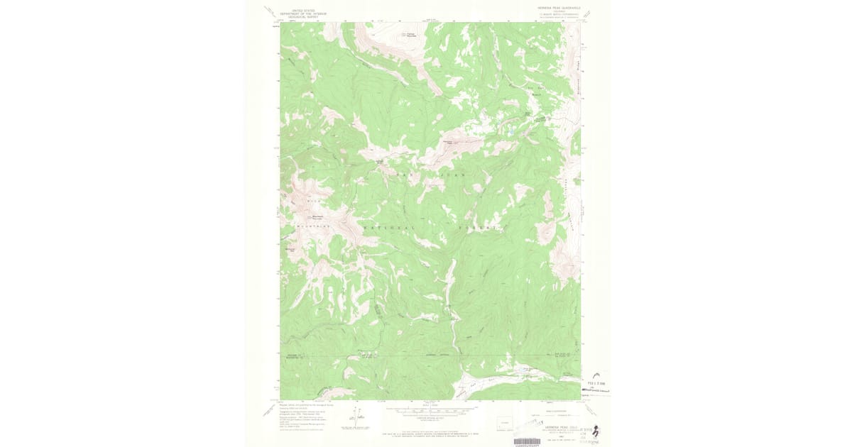 1960 Map of Hermosa Peak, Dolores County, CO — High-Res, 1967 Print ...