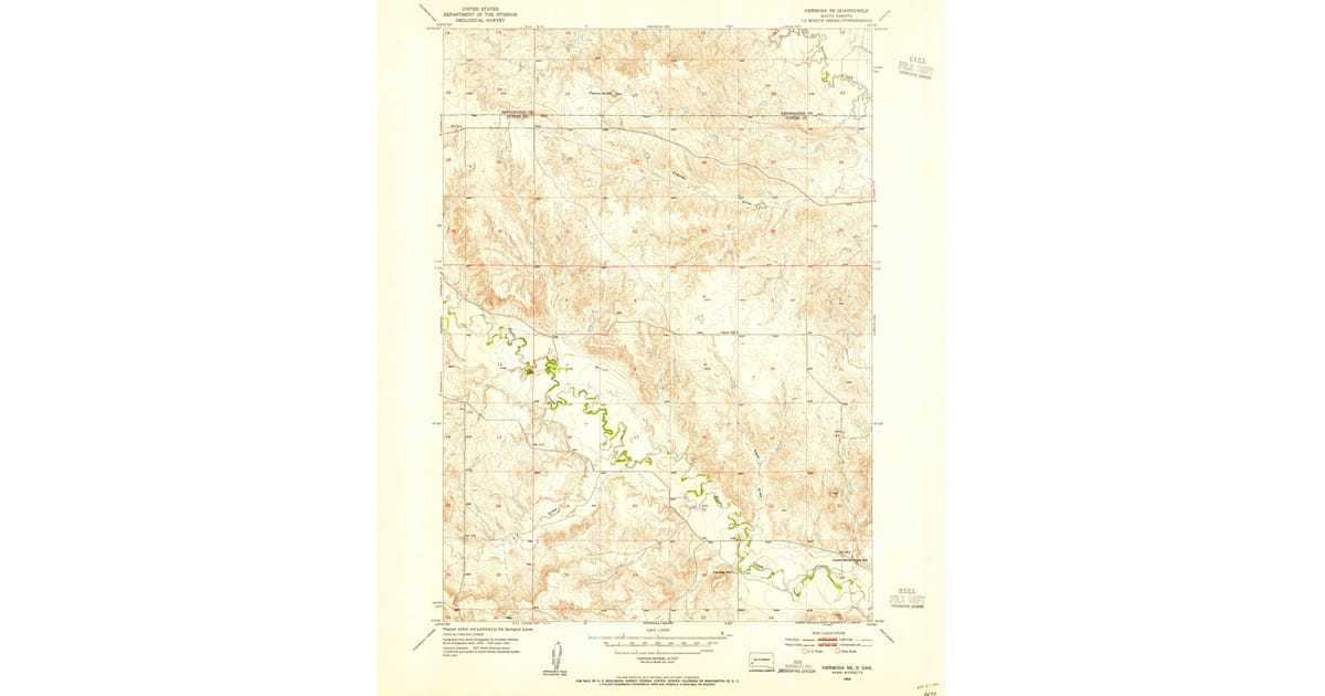 1953 Map of Hermosa SE, Custer County, SD — High-Res | Pastmaps