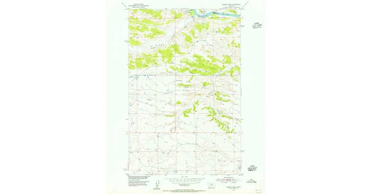 1954 Map of Hessler Ridge, Fergus County, MT — High-Res | Pastmaps