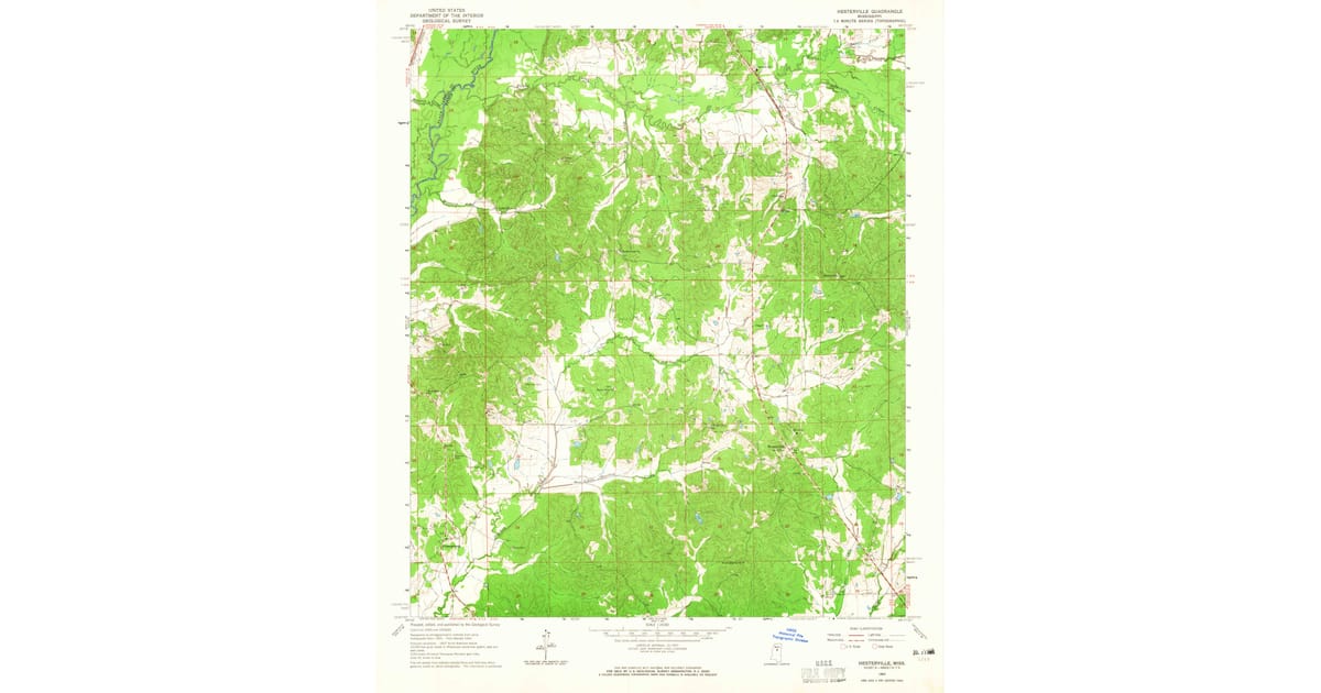1964 Map of Hesterville, Attala County, MS — High-Res | Pastmaps