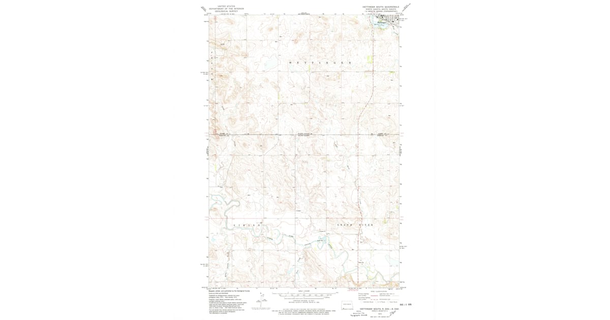 1974 Map of Hettinger South, Adams County, ND — High-Res | Pastmaps