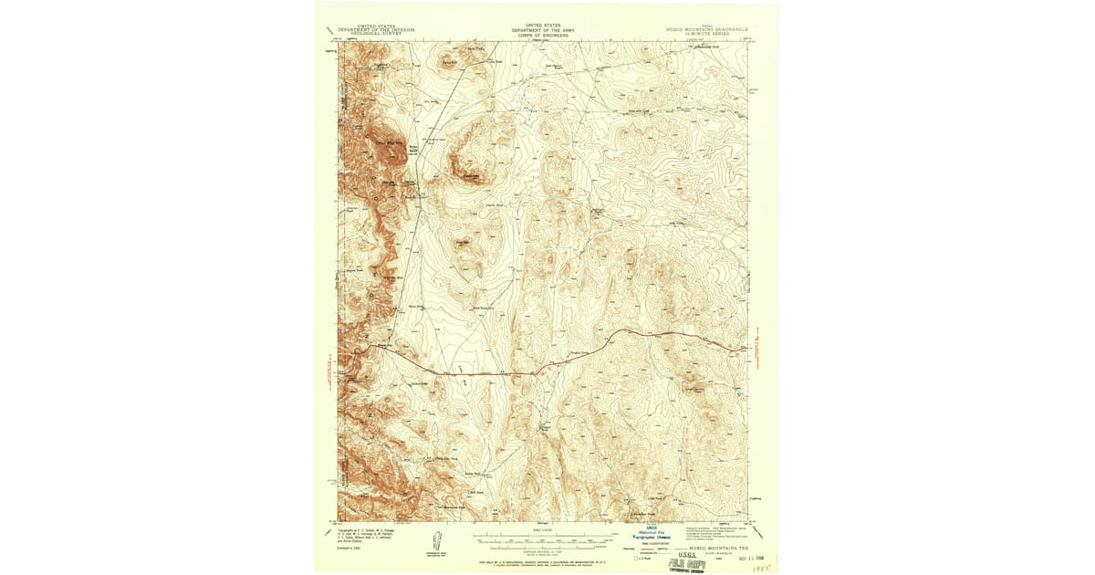 1941 Map of Heuco Mountains, Hudspeth County, TX — High-Res | Pastmaps