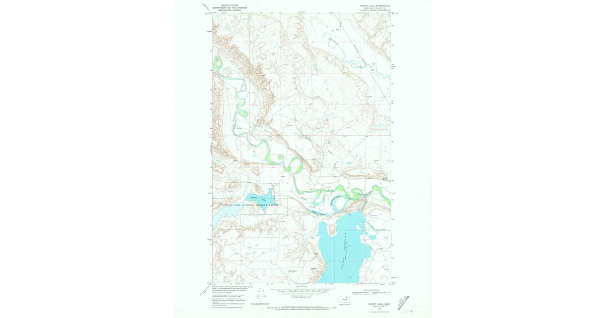 1968 Map of Hewitt Lake, Phillips County, MT — High-Res | Pastmaps
