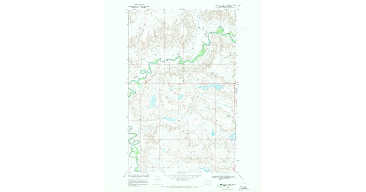 1968 Map of Hewitt Lake SW, Phillips County, MT — High-Res | Pastmaps
