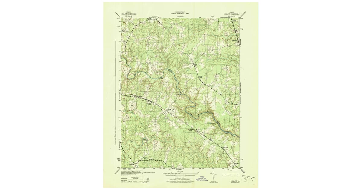 1943 Map of Hewlett, Caroline County, VA — High-Res | Pastmaps