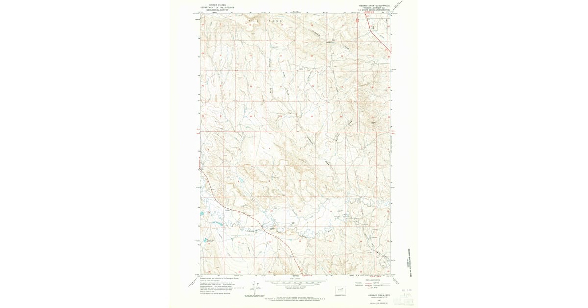 1961 Map of Hibbard Draw, Johnson County, WY — High-Res | Pastmaps
