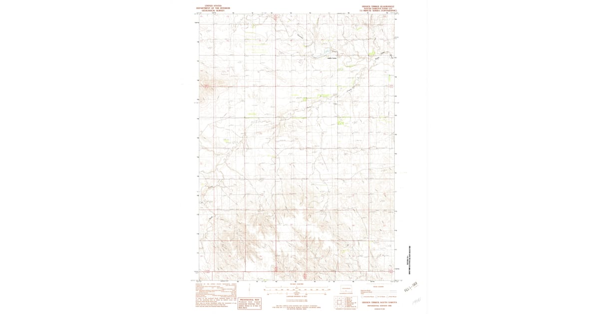 1982 Map of Hidden Timber, Todd County, SD — High-Res | Pastmaps