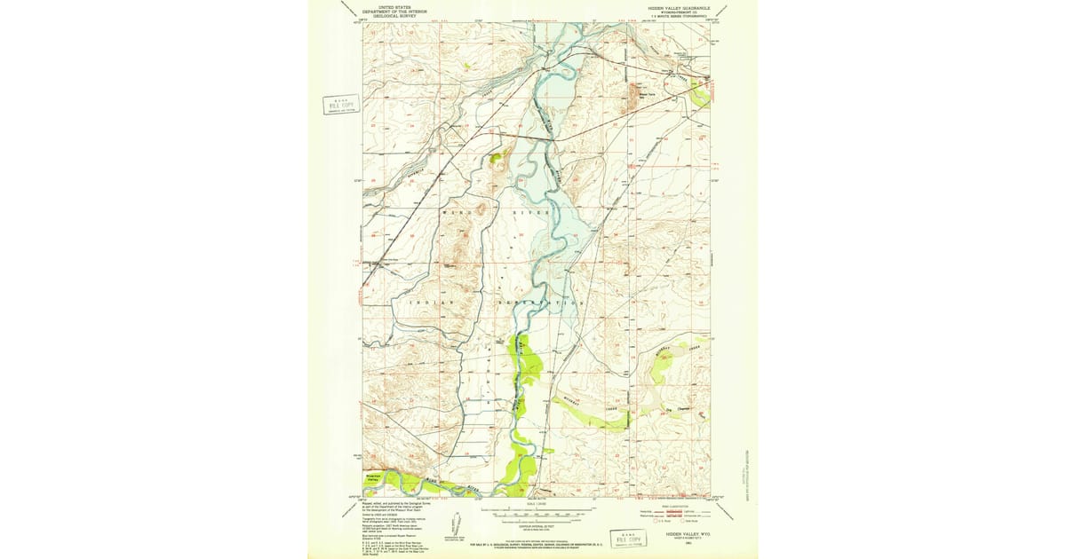 1951 Map of Hidden Valley, Fremont County, WY — High-Res | Pastmaps