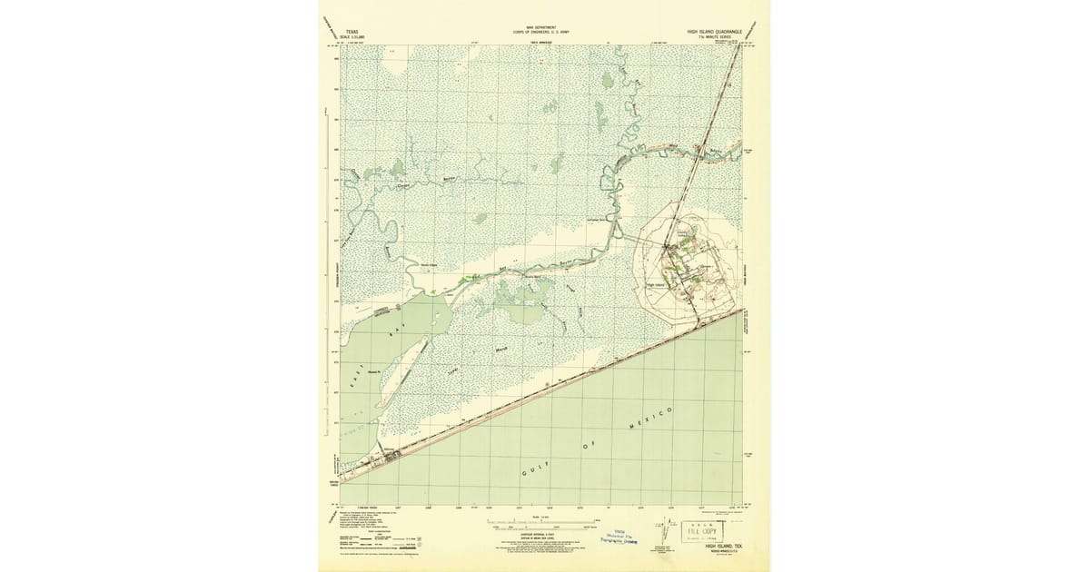 1943 Map of High Island, Chambers County, TX — High-Res | Pastmaps