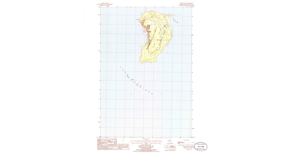 1986 Map of High Island, Charlevoix County, MI — High-Res | Pastmaps