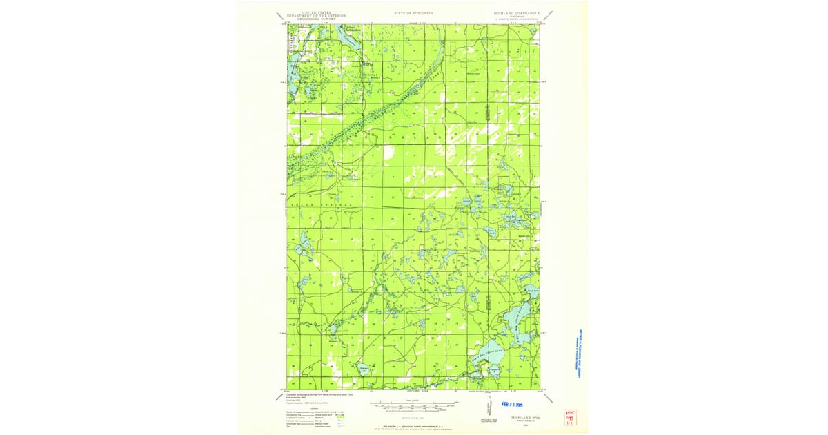 1945 Map of Highland, Douglas County, WI — High-Res | Pastmaps