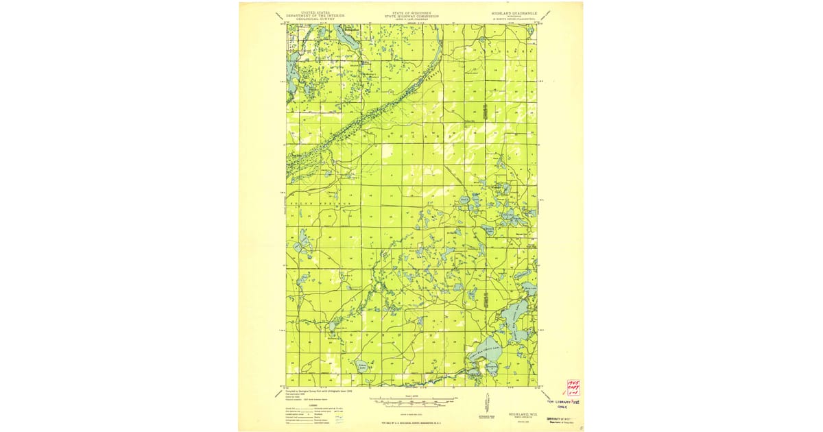1949 Map of Highland, Douglas County, WI — High-Res | Pastmaps