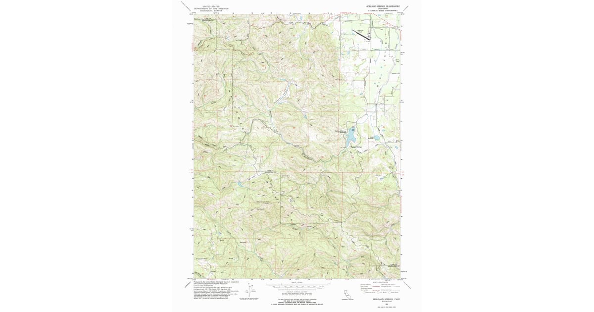 1993 Map of Highland Springs, Lake County, CA — High-Res | Pastmaps