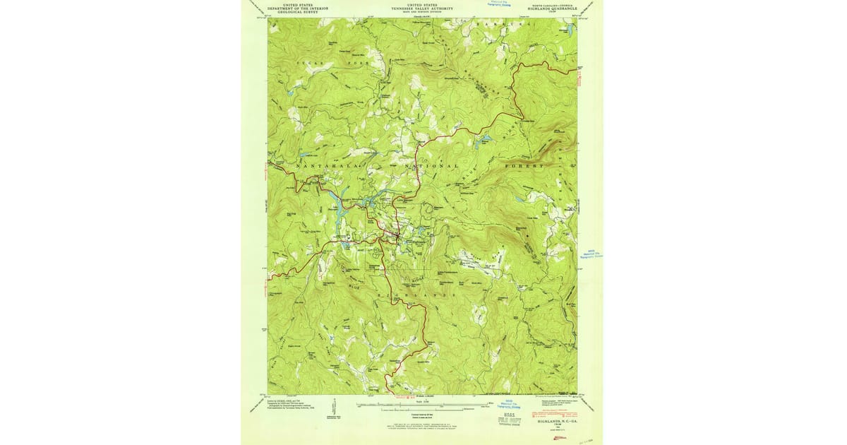 1946 Map of Highlands, NC — High-Res | Pastmaps