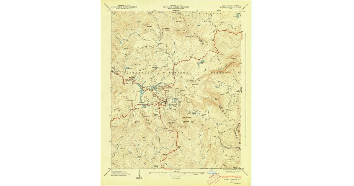 1947 Map of Highlands, NC — High-Res | Pastmaps