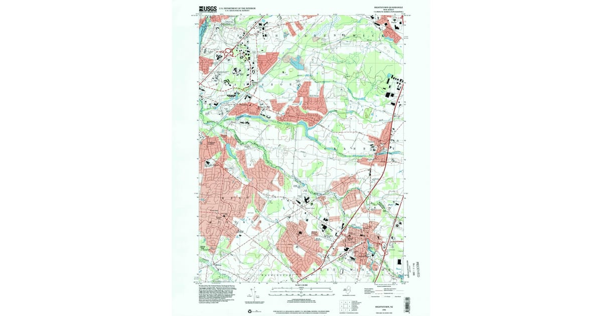1995 Map of Hightstown, NJ — High-Res | Pastmaps