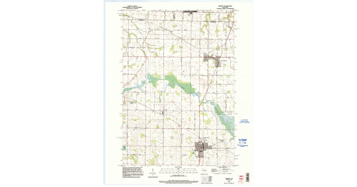 1992 Map of Hilbert, WI — High-Res | Pastmaps