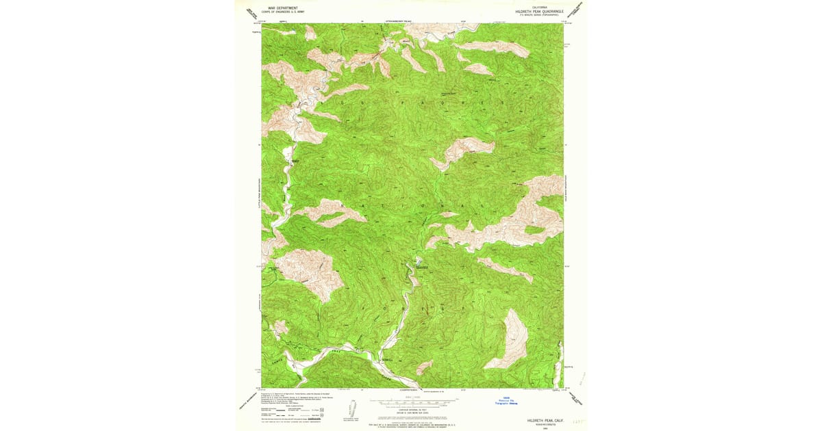 1943 Map of Hildreth Peak, Santa Barbara County, CA — High-Res | Pastmaps