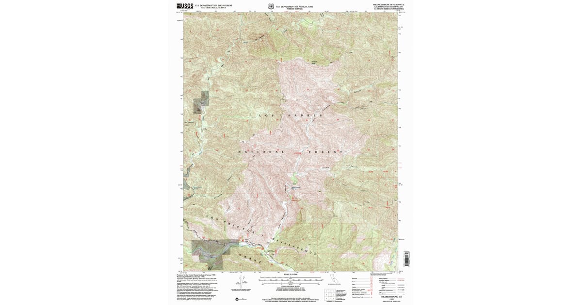 1995 Map of Hildreth Peak, Santa Barbara County, CA — High-Res | Pastmaps