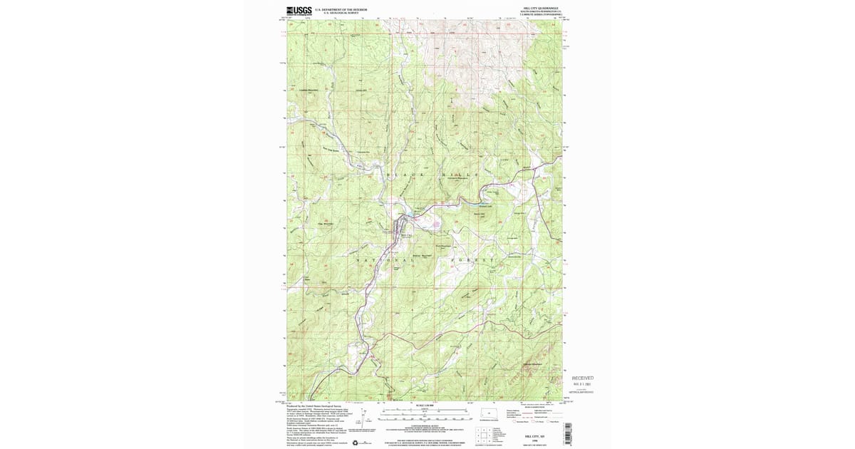 1998 Map of Hill City, SD — High-Res | Pastmaps